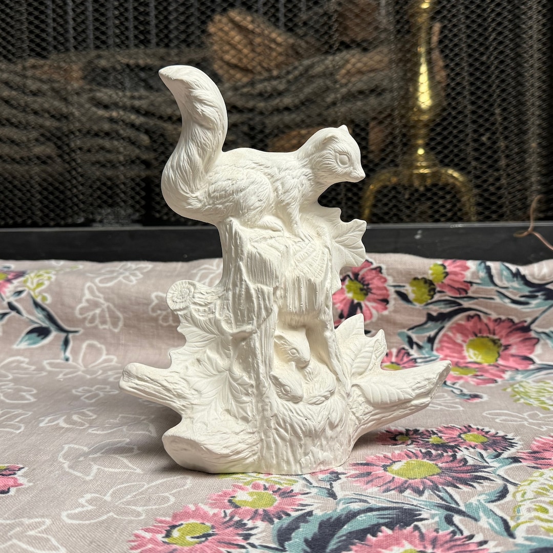 Unpainted Ceramic Mother Squirrel With Babies Figurine, Ready to Paint ...