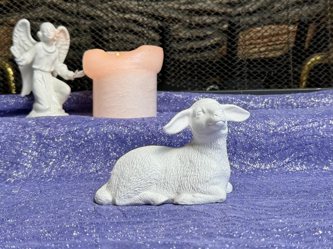 Ceramic Lamb Figurine, Unpainted Ceramic Bisque Baby Lamb Figurine Gift ...