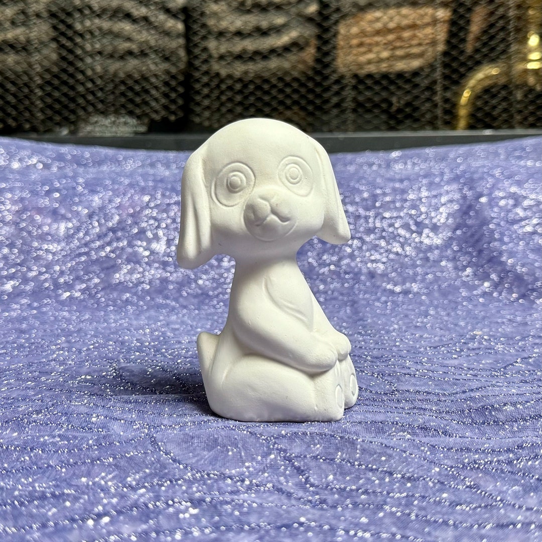 Unpainted Ceramic Puppy Dog, Ready to Paint Ceramic Bisque Dog Figurine ...