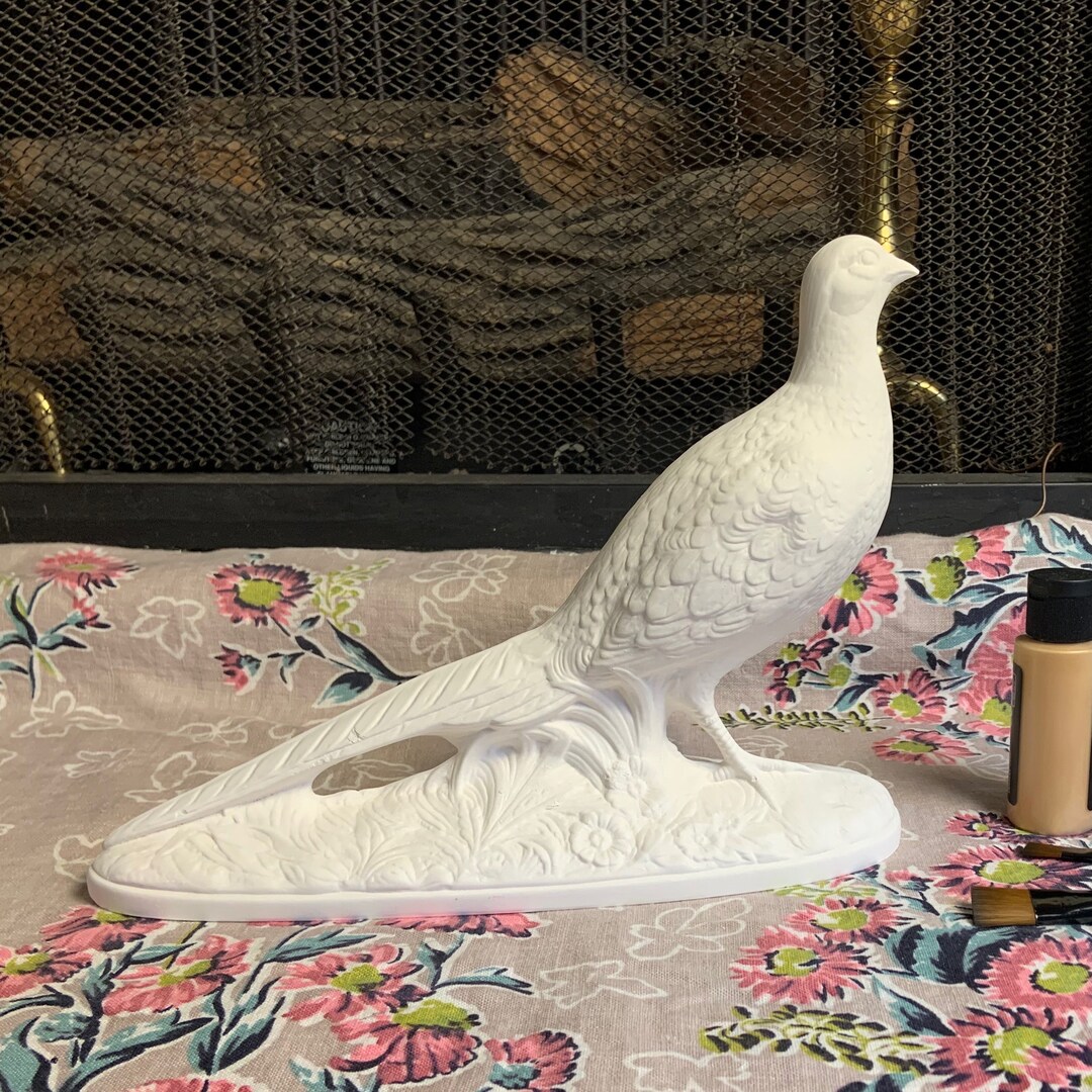 Ceramic Pheasant , Unpainted Ceramic Bisque Bird Figurine, Vintage ...