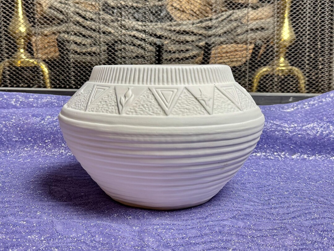 Ceramic Aztec Pot Planter, Ready to Paint Ceramic Aztec Flower Pot ...