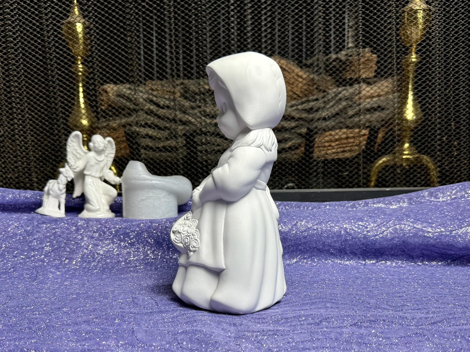 Unpainted Ceramic Pilgrim Girl Statue, Ceramic Bisque Pilgrim Figurine ...