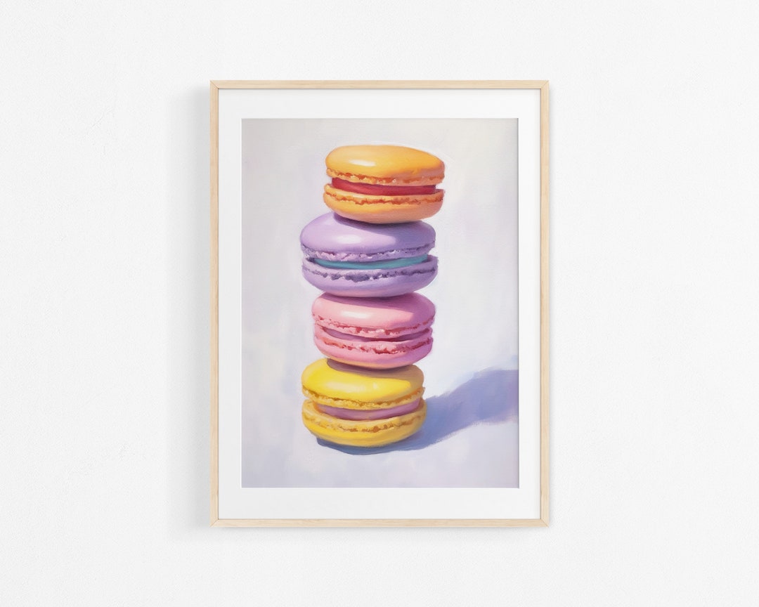 Watercolor Macaroons Painting. French Pastry Illustration. Colorful ...