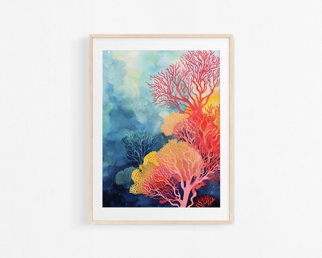 Coral Painting. Seabed Poster in Gouache. Interior Decorative - Etsy