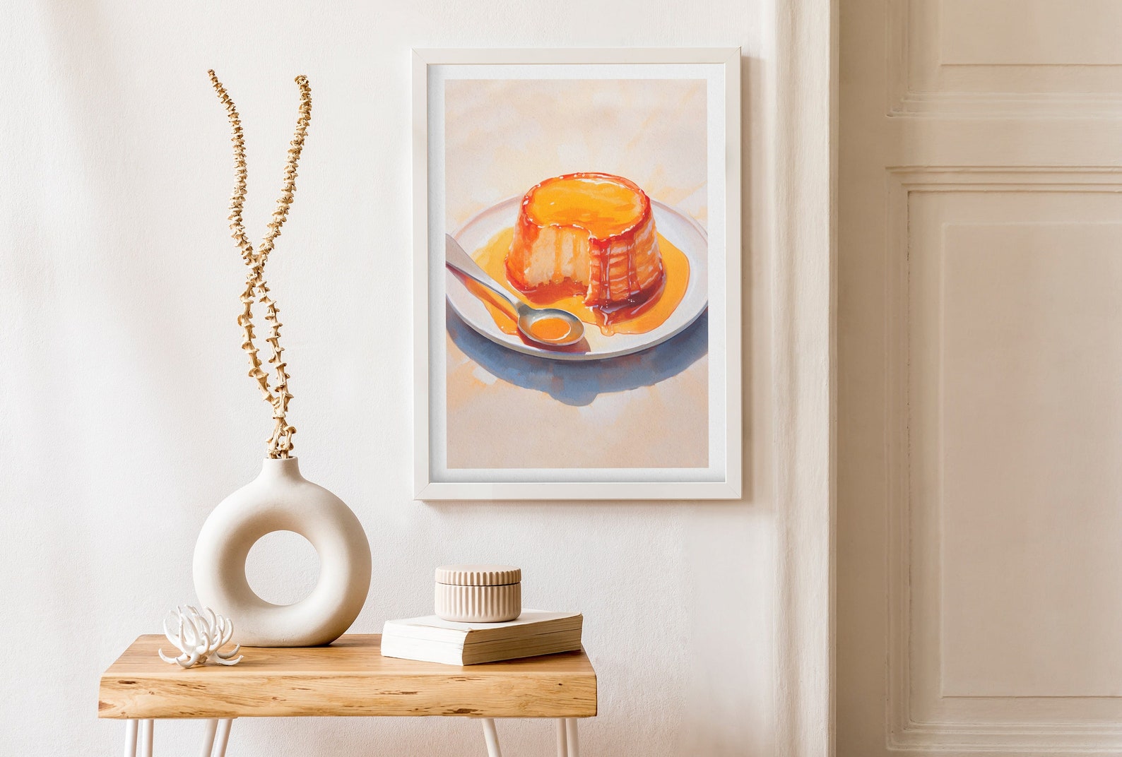 Watercolor Caramel Flan Painting. French Pastry Illustration. Colorful ...