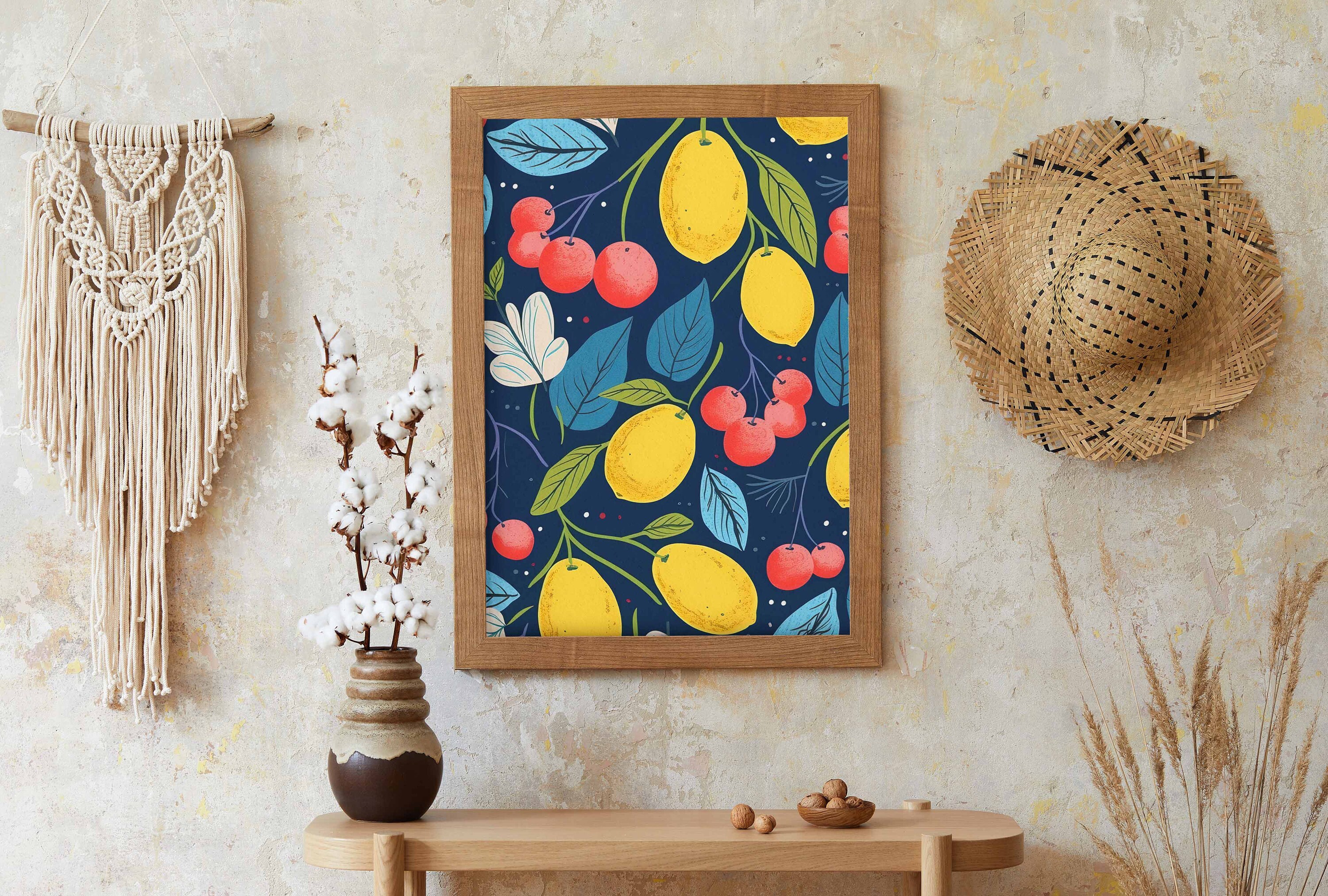 Fruit Painting. Gouache Fruit Poster. Modern Illustration. Colorful ...