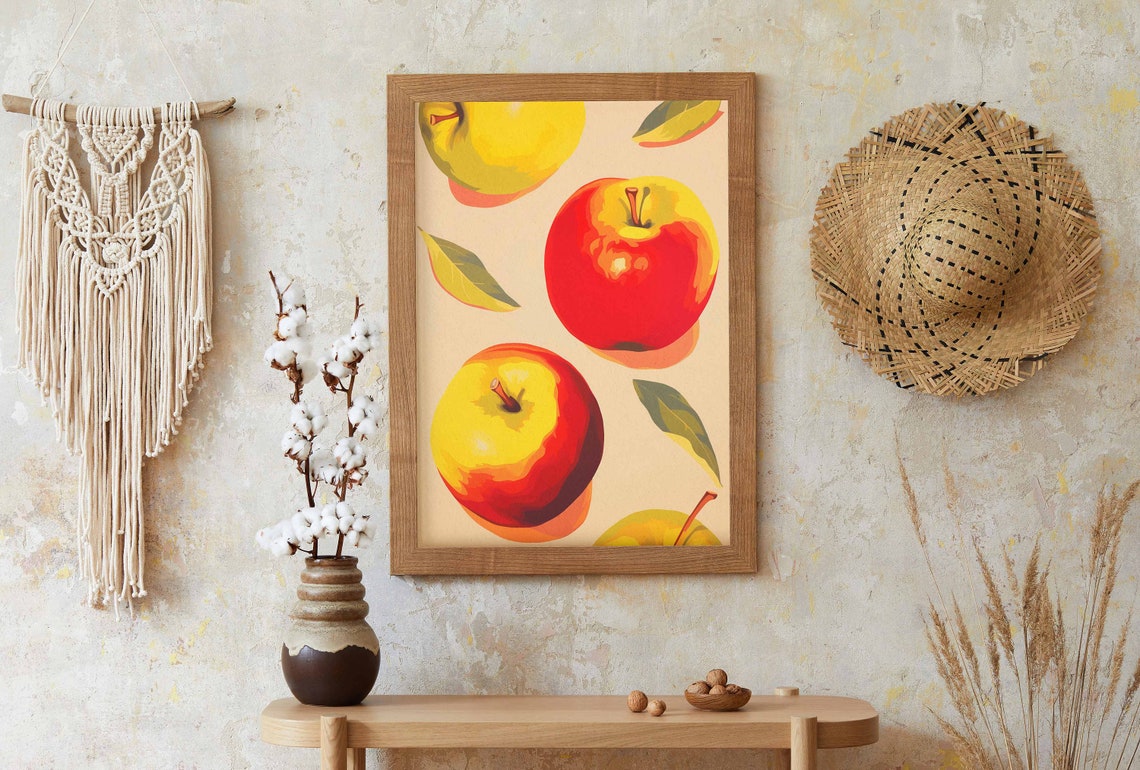 Painting of Apples. Gouache Fruit Poster. Modern Illustration. - Etsy
