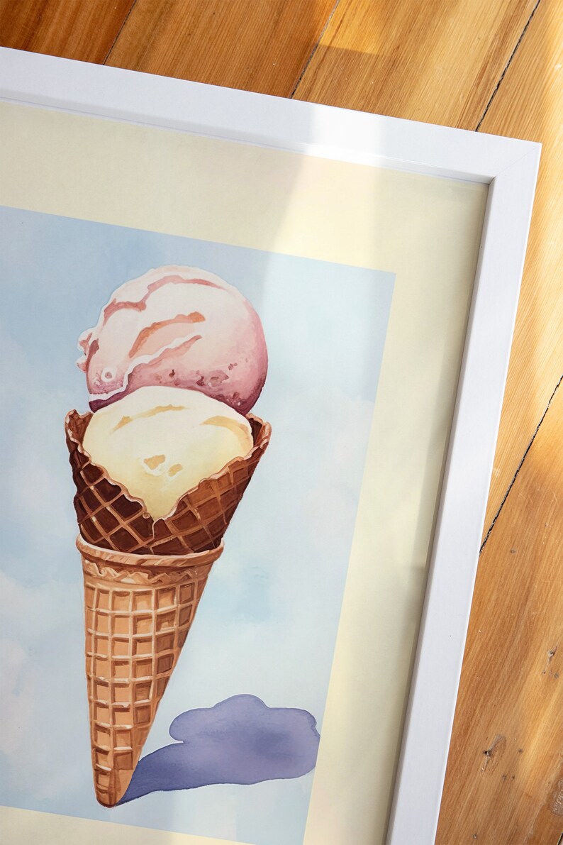 Ice Cream Cone. Watercolor Painting. Ice Cream Illustration. Colorful ...