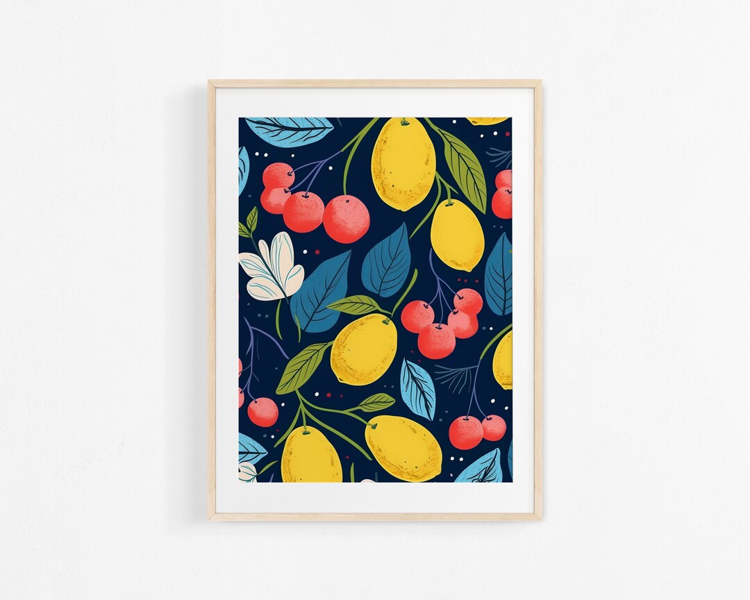 Fruit Painting. Gouache Fruit Poster. Modern Illustration. Colorful ...