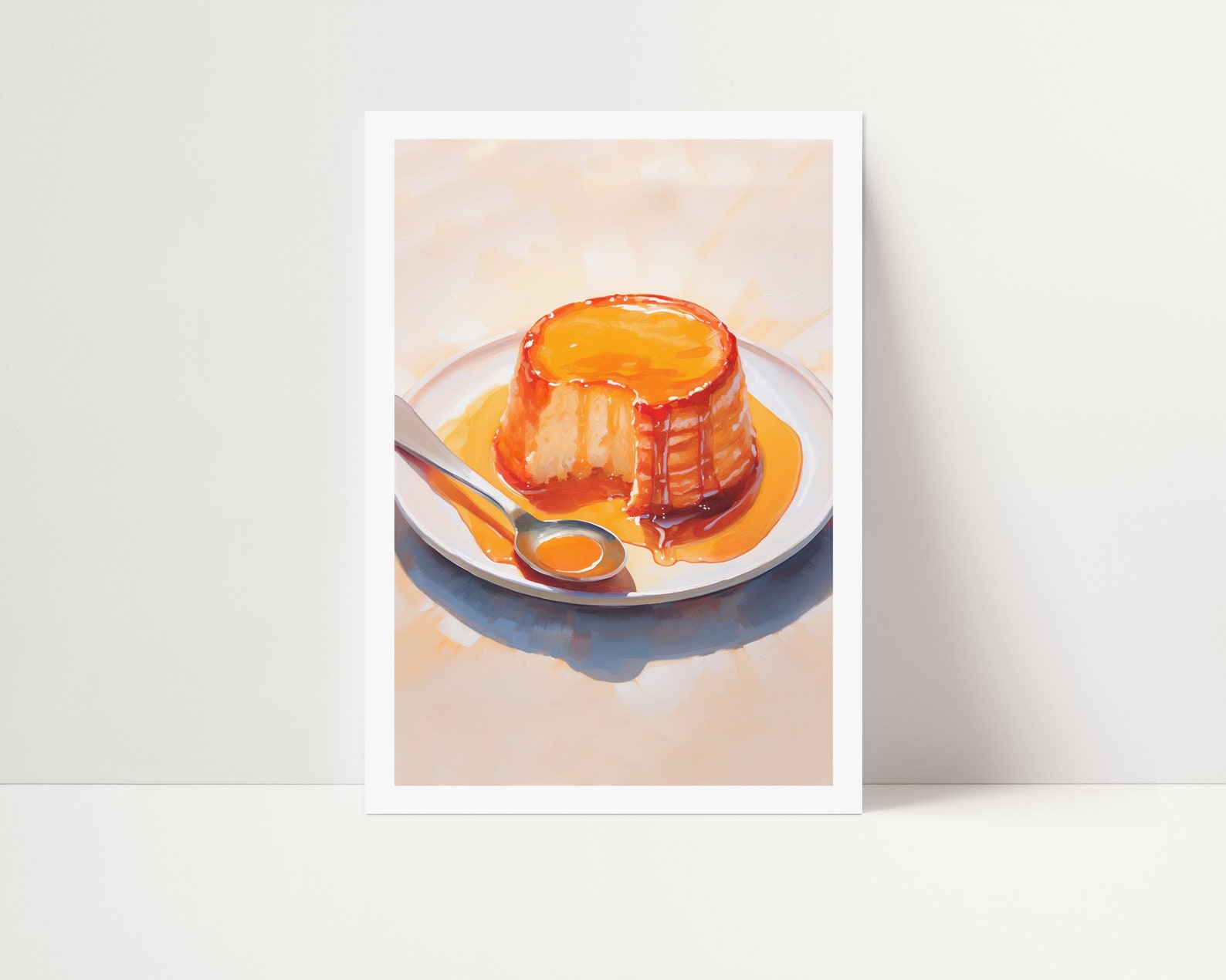 Watercolor Caramel Flan Painting. French Pastry Illustration. Colorful ...