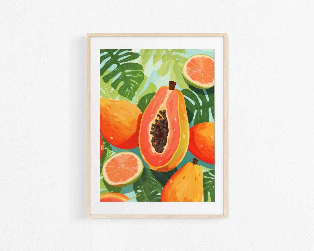 Painting of Papayas. Gouache Fruit Poster. Modern - Etsy