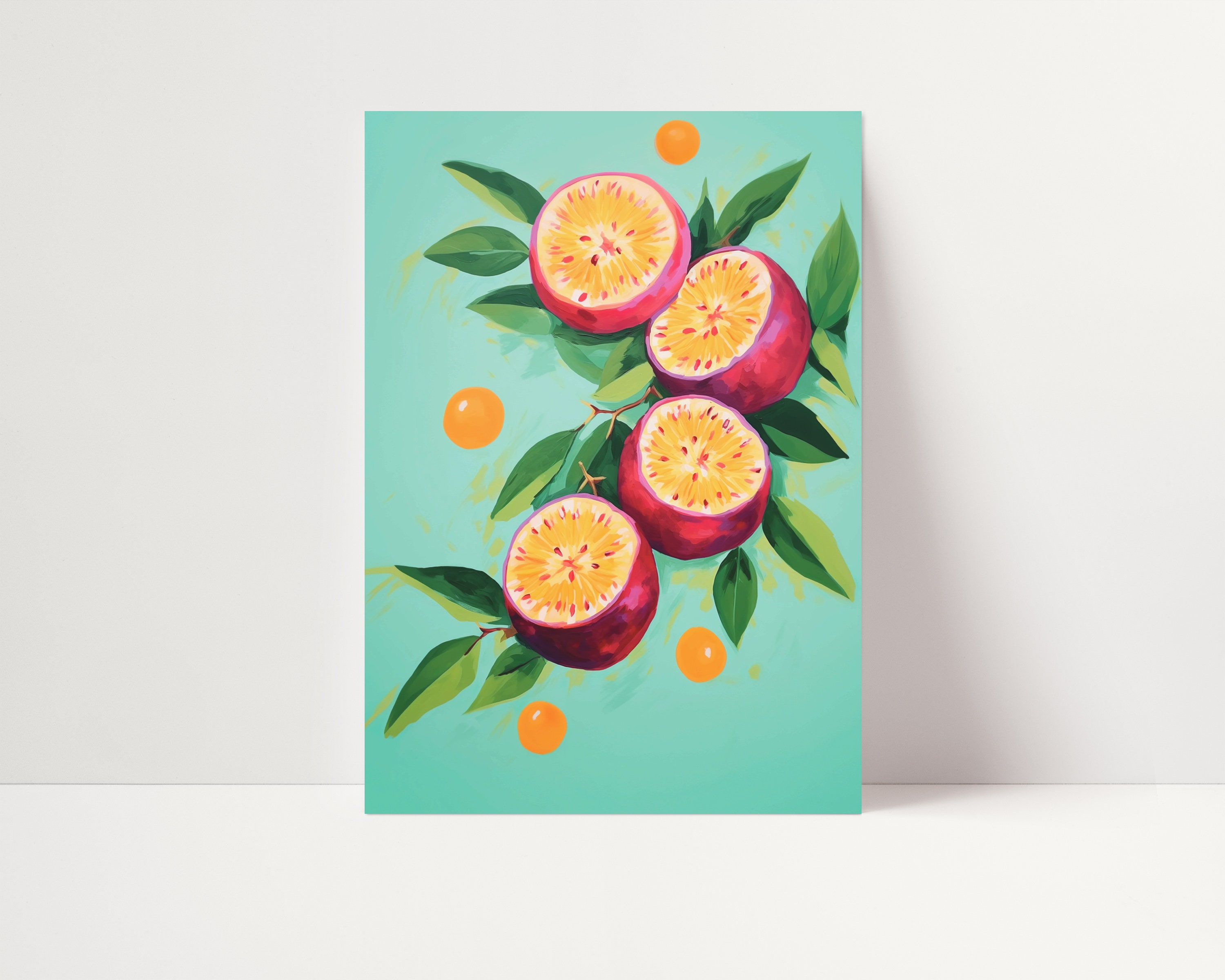 Passion Fruit Painting. Gouache Fruit Poster. Modern Illustration ...