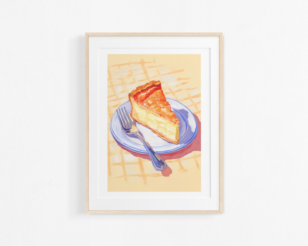 Watercolor Basque Cake Painting. French Pastry Illustration. Colorful ...