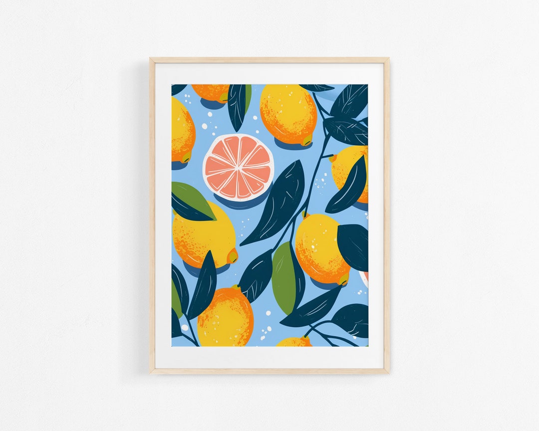 Citrus Painting. Gouache Lemons and Oranges Poster. Modern Illustration ...
