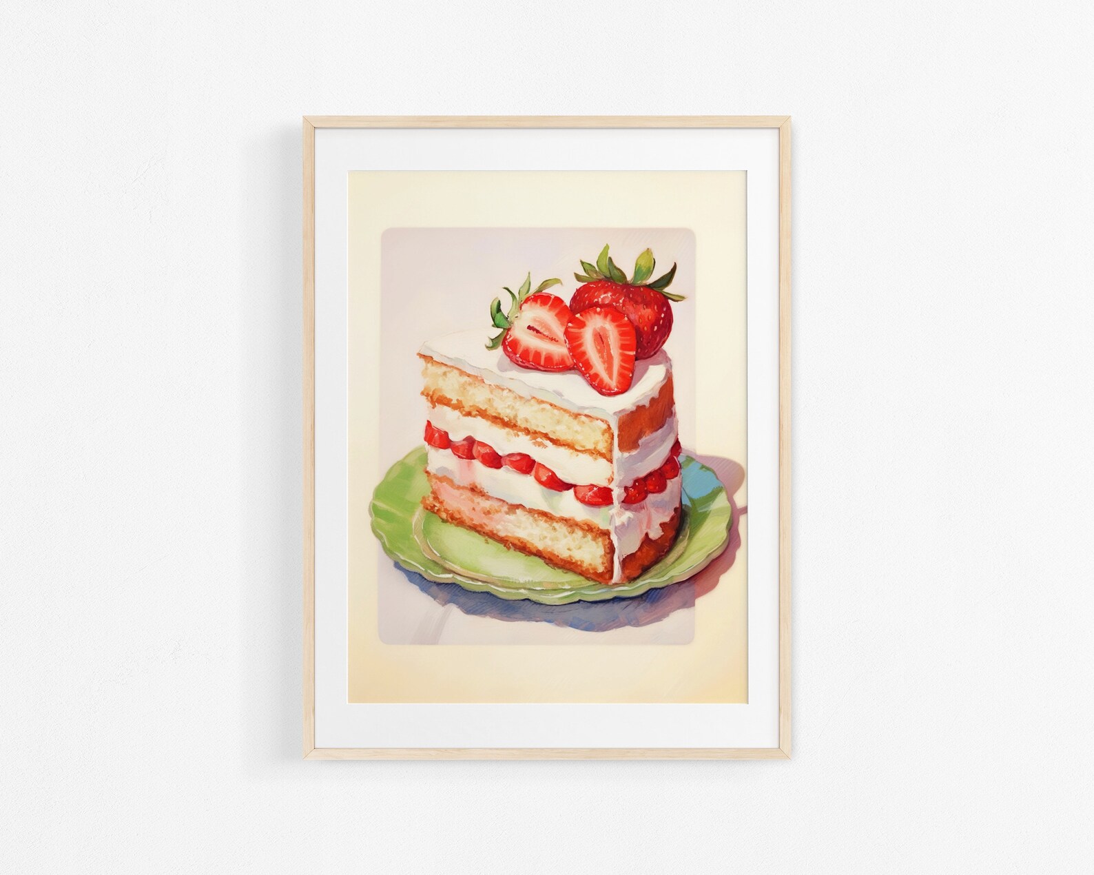 Watercolor Strawberry Cake Painting. French Pastry Illustration ...