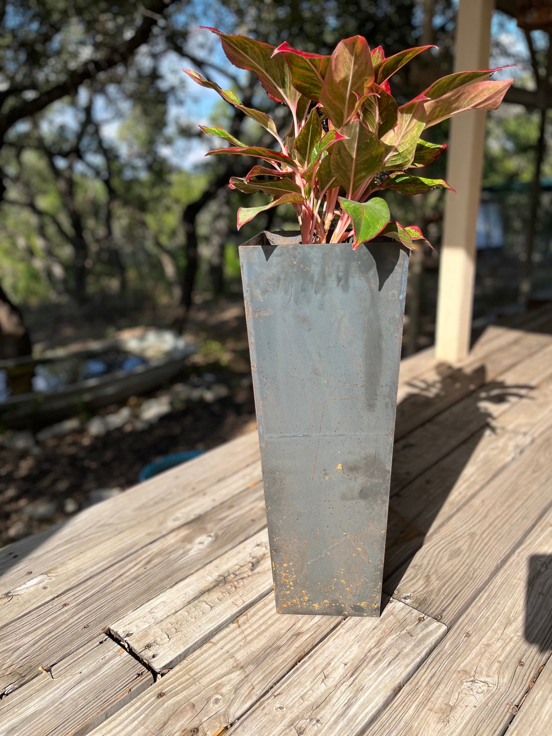 Tall Pedestal Metal Planter, Tapered Column Planter Pot - Etsy