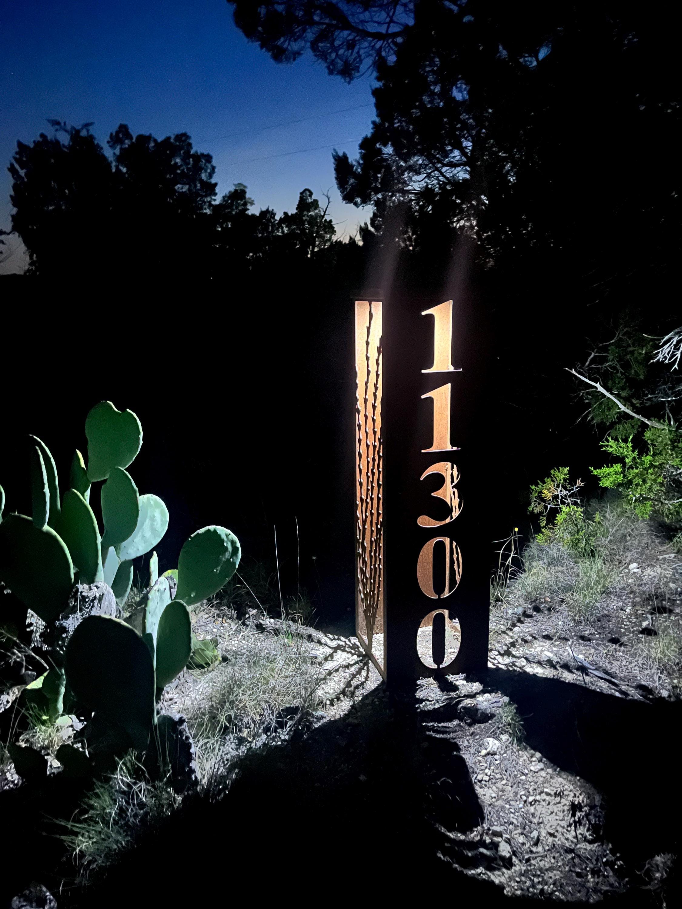 Ocotillo Address Column, Address Sign, Lighted Garden Pillar - Etsy