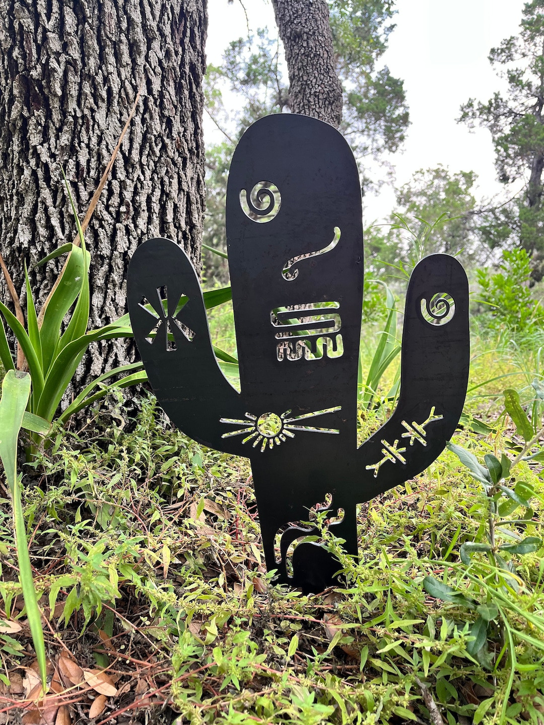 Metal Cactus Garden Stake With Designs, Desert Cactus, Garden and Yard ...