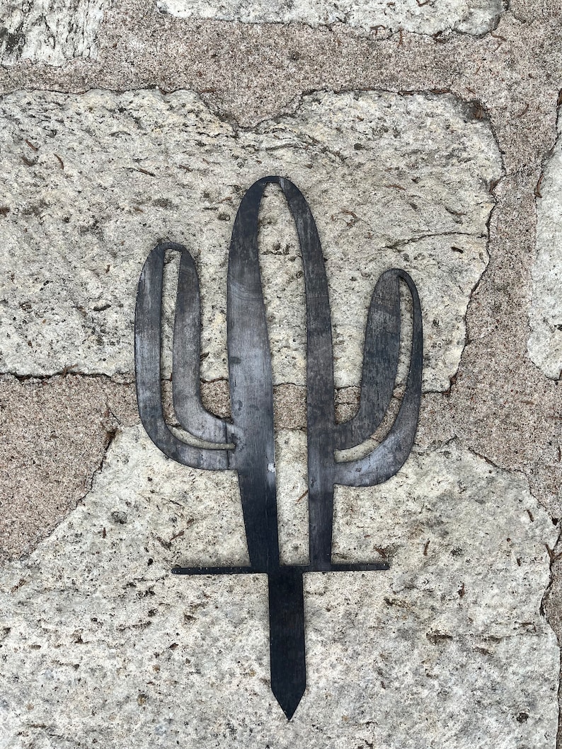 Metal Saguaro Cactus Garden Stake, Desert Cactus, Garden and Yard Art ...
