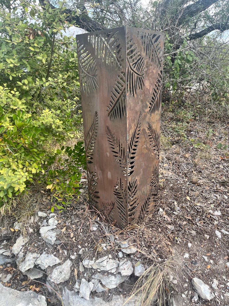 Fern Garden Column, Well Cover, Metal Yard Art, Outdoor Lantern - Etsy