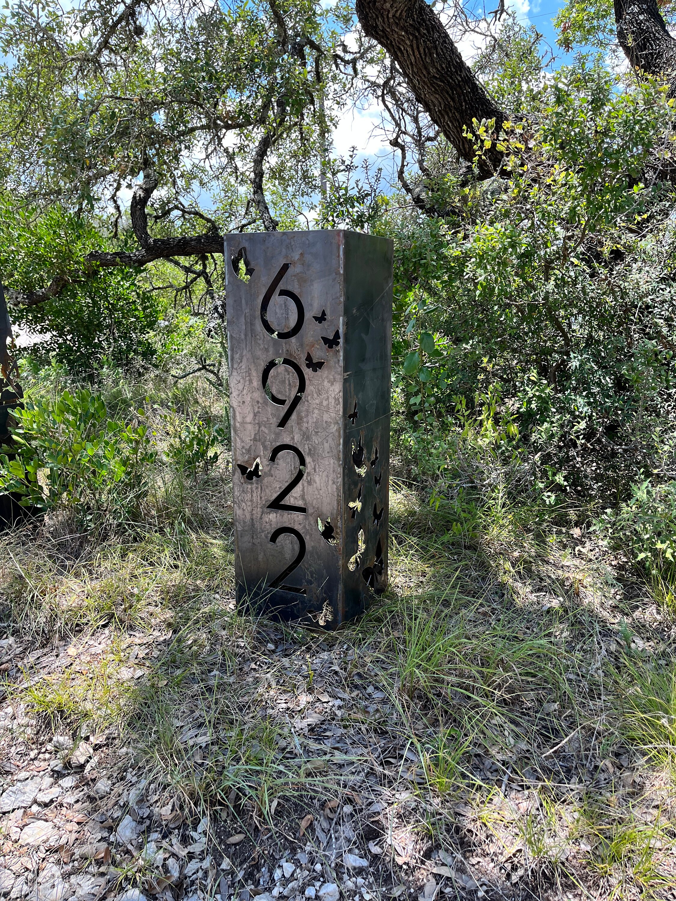 Butterfly Address Column, Address Sign, Lighted Garden Pillar - Etsy