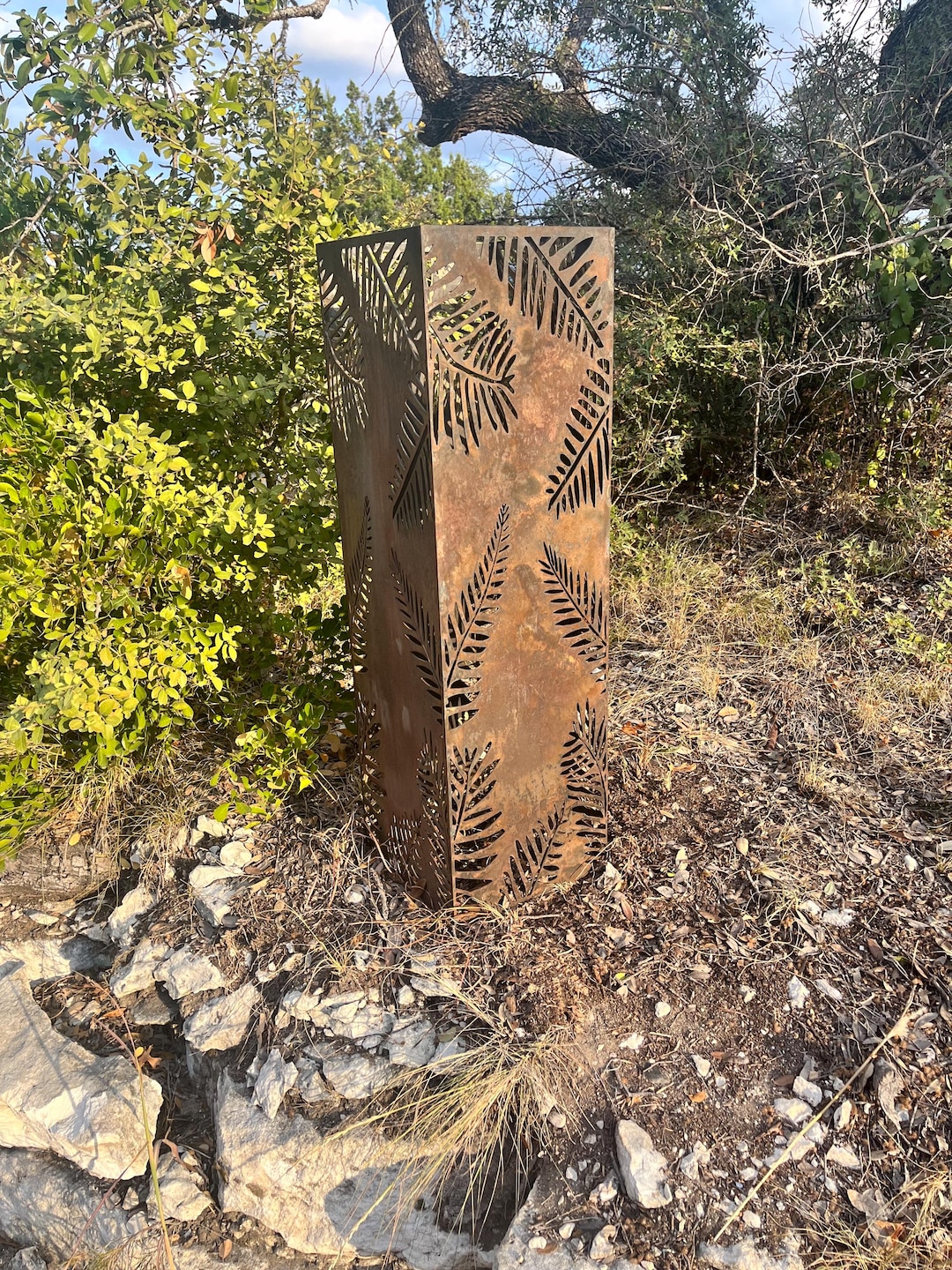 Fern Garden Column, Well Cover, Metal Yard Art, Outdoor Lantern - Etsy
