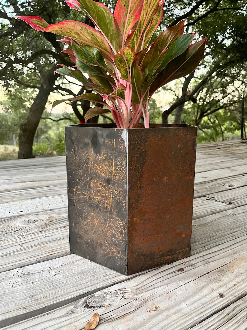 Hexagon Planter Pots, Patina Metal With Drainage and Drain Pan/saucer ...