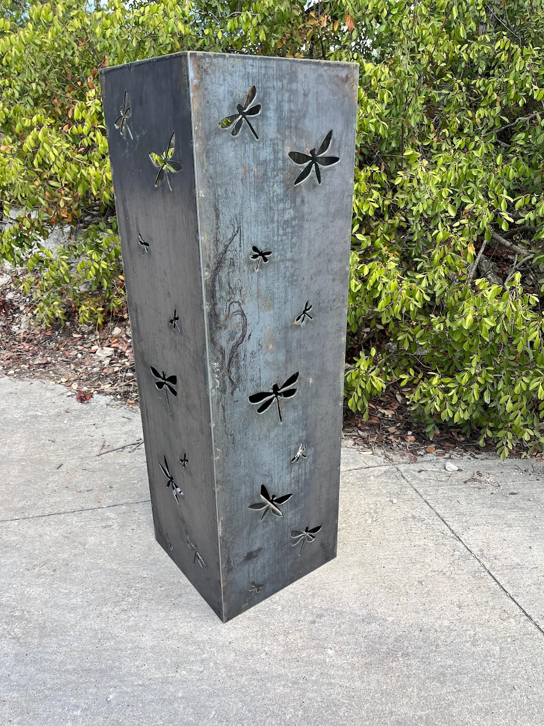 Dragonfly Garden Column, Well Cover, Metal Yard Art, Outdoor Lantern - Etsy