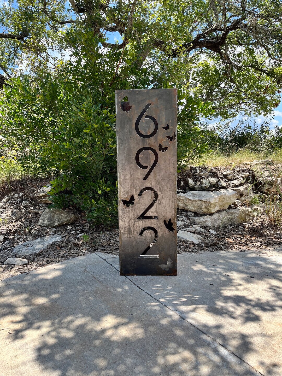 Butterfly Address Column, Address Sign, Lighted Garden Pillar - Etsy