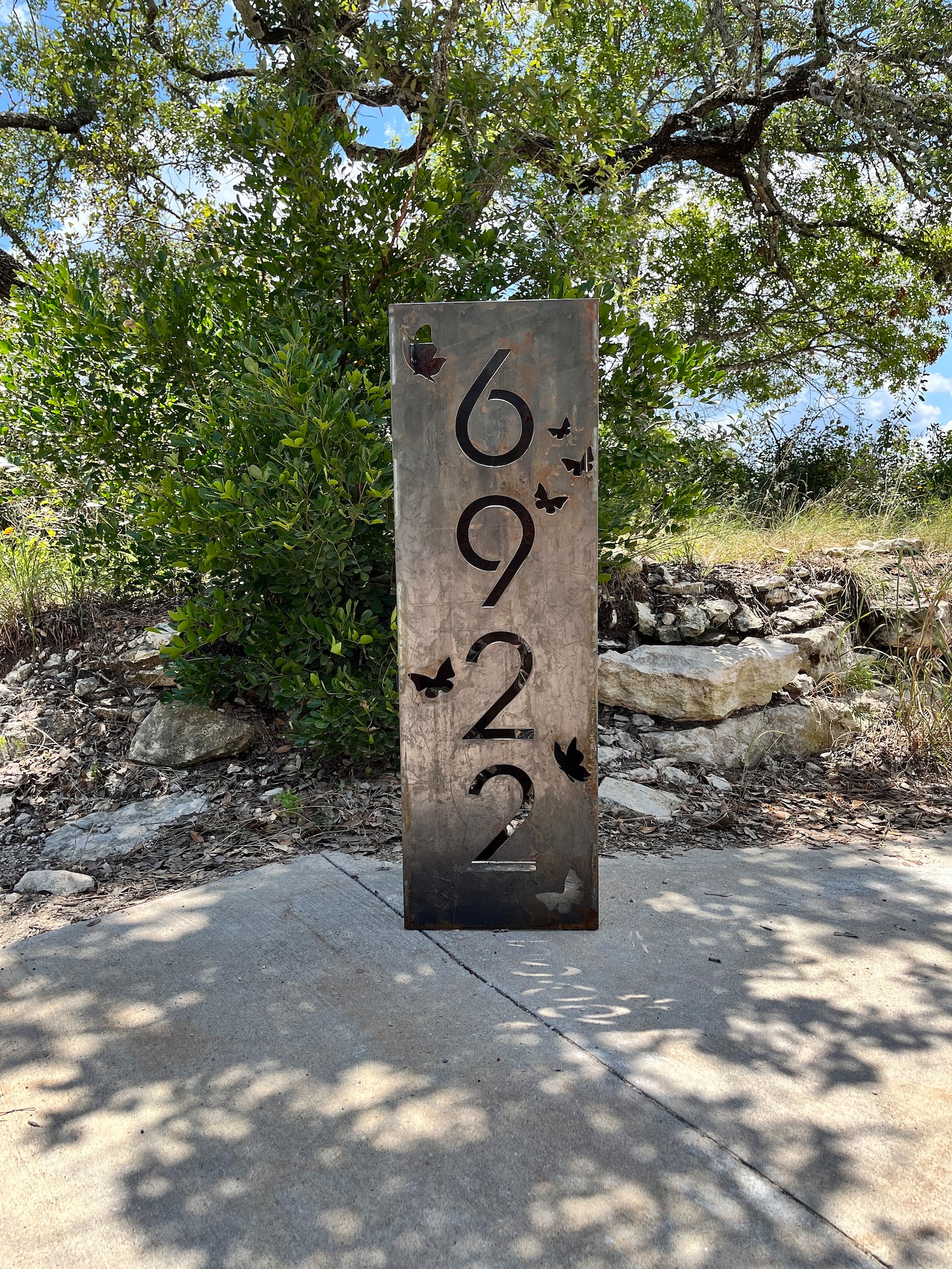 Butterfly Address Column, Address Sign, Lighted Garden Pillar - Etsy