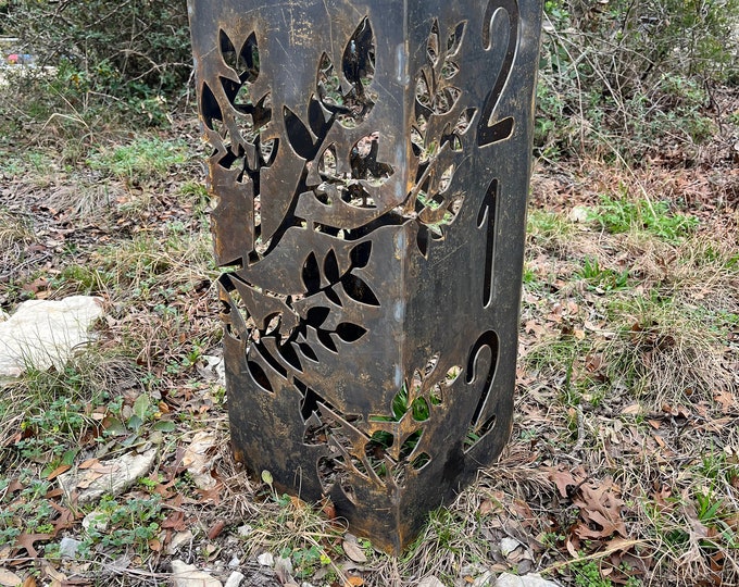 Tree Address Column, Address Sign, Lighted Garden Pillar - Etsy