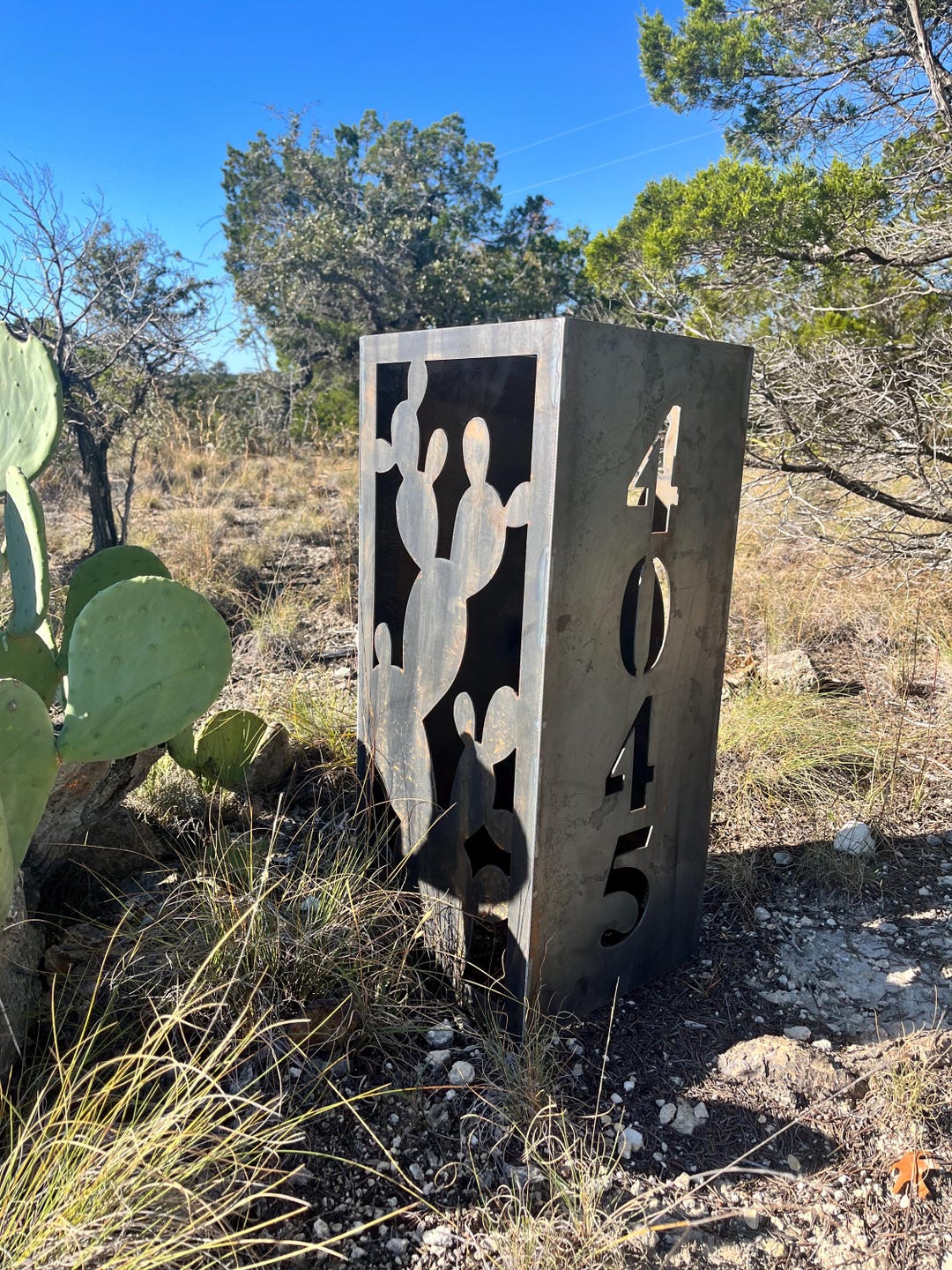 Prickly Pear Address Column, Address Sign, Lighted Garden Pillar - Etsy