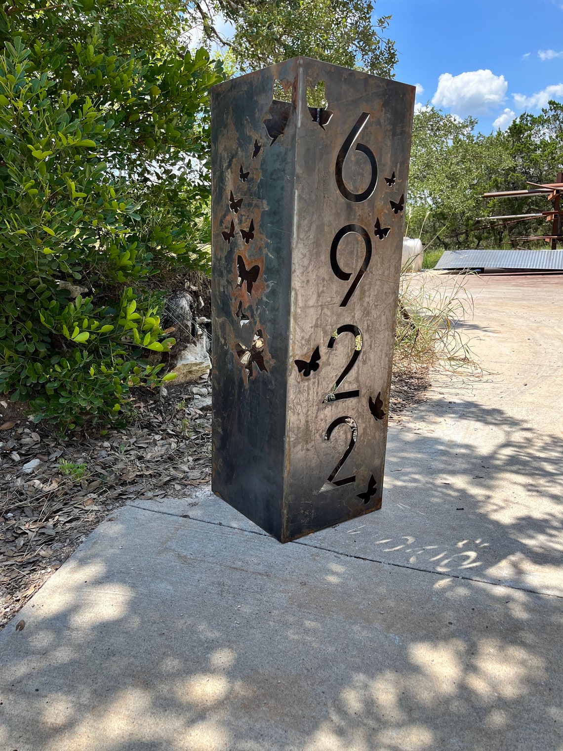 Butterfly Address Column, Address Sign, Lighted Garden Pillar - Etsy