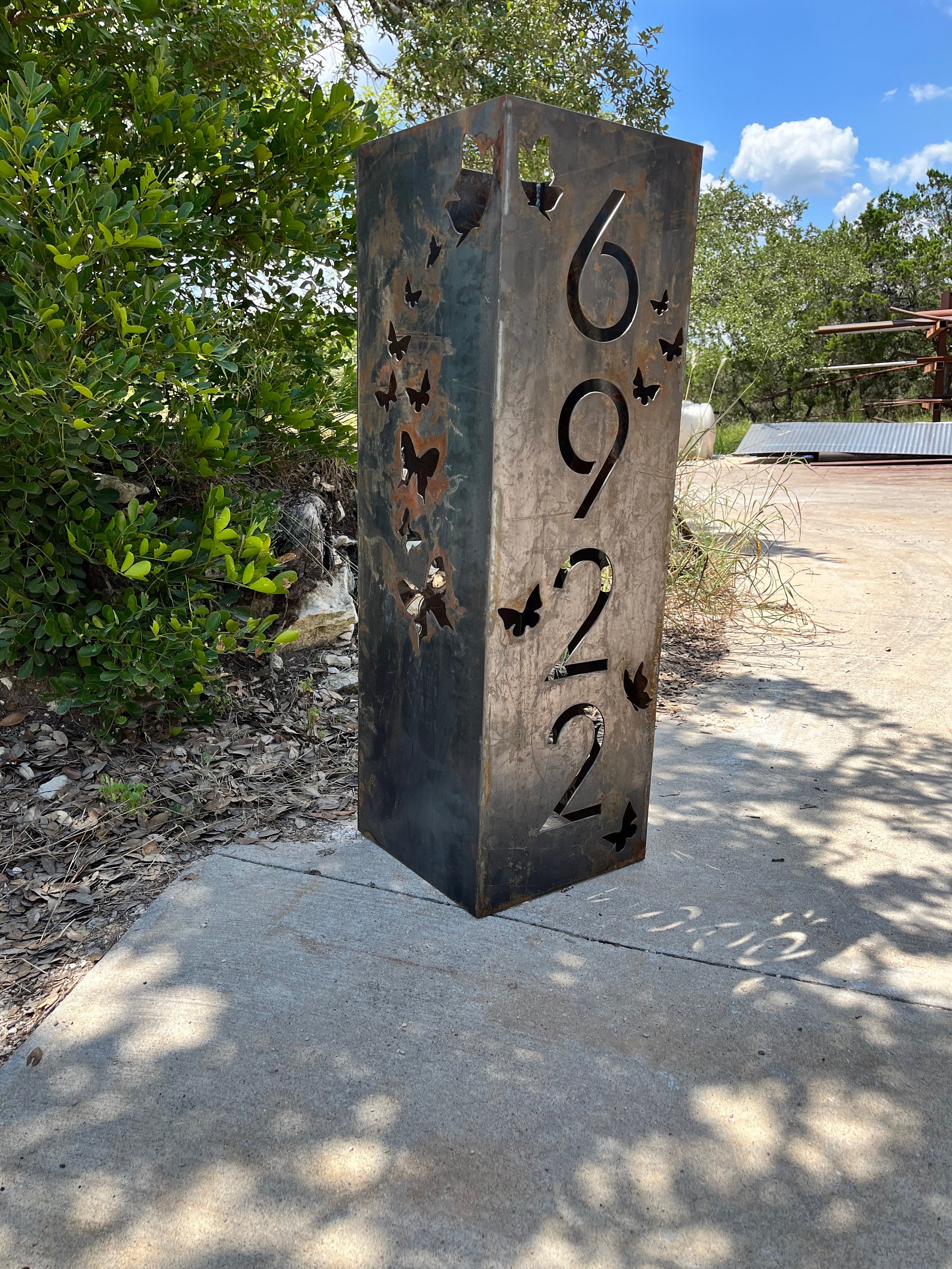 Butterfly Address Column, Address Sign, Lighted Garden Pillar - Etsy