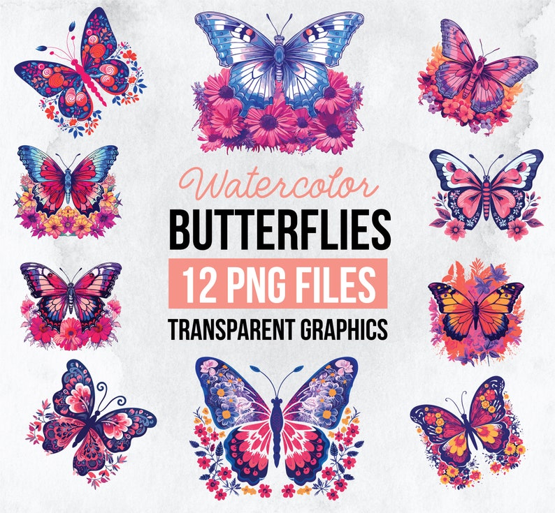 Watercolor Butterfly Clipart, Butterfly Clipart, Clip Art, Watercolor ...