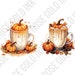 Pumpkin Spice Coffee Clipart Pack, Transparent Background, Watercolor ...