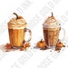 Pumpkin Spice Coffee Clipart Pack, Transparent Background, Watercolor ...