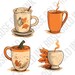 Pumpkin Spice Coffee Clipart Pack, Transparent Background, Pumpkin ...