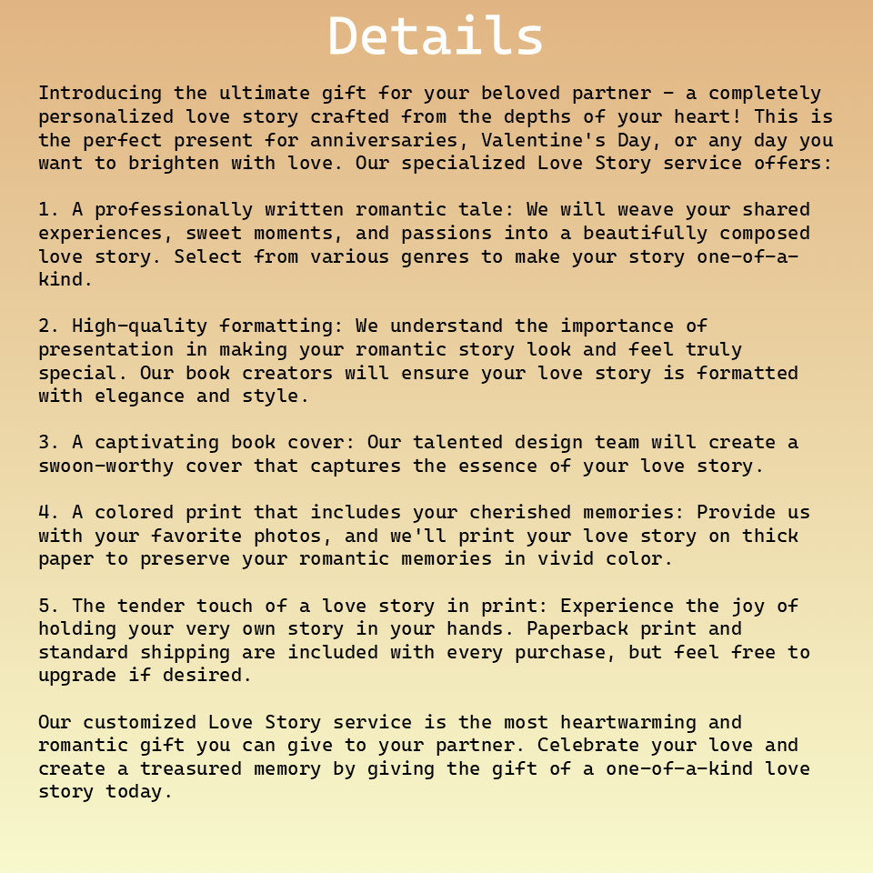 Printed Personal Love Story, Love Story Ghostwriter, Your Love Story ...