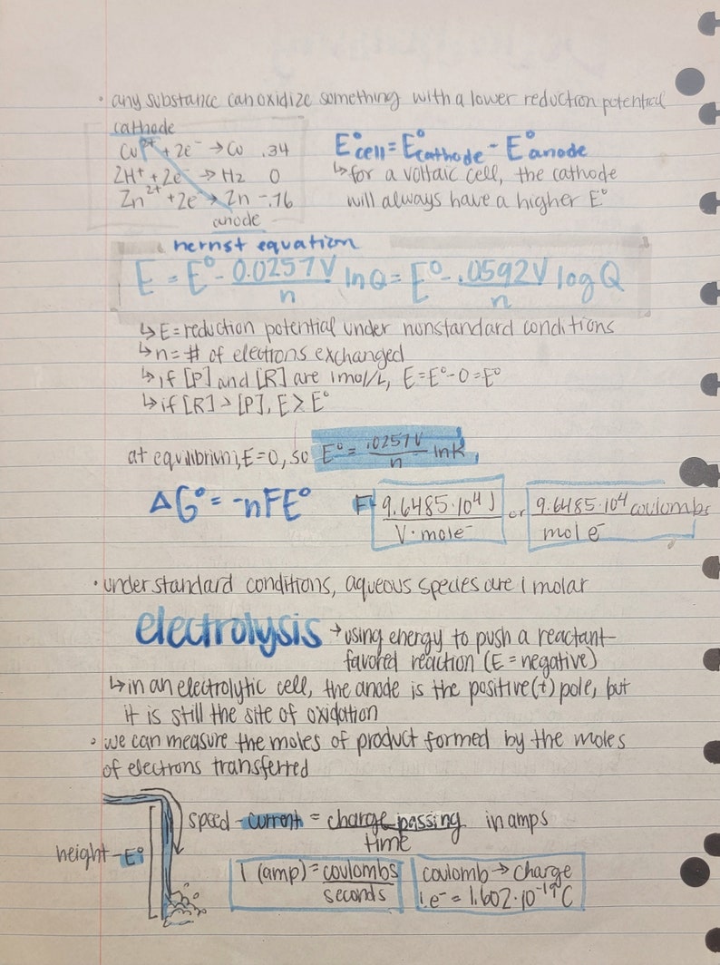 General Chemistry 2 Notes (handwritten) - Etsy