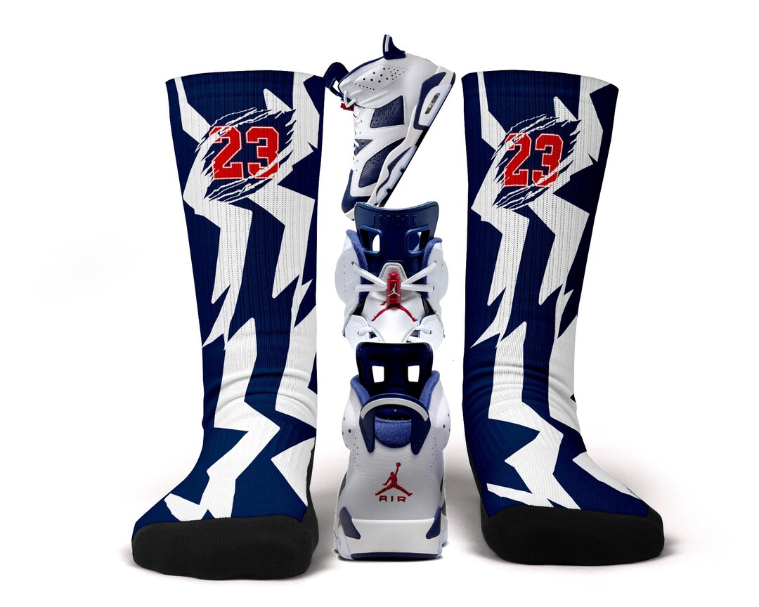 Jordan 6 Olympic Socks - Matching Custom Socks - Etsy