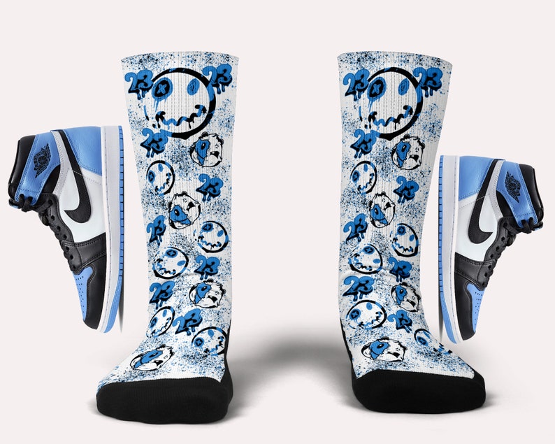 Jordan 1 UNC Toe Socks Smiley-matching Custom Socks - Etsy
