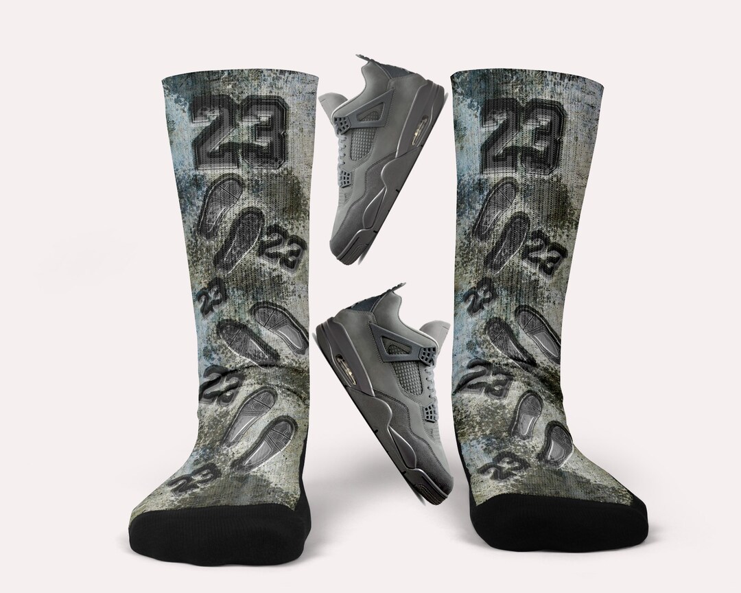 Jordan 4 Wet Cement Socks - Matching Custom Socks - Etsy