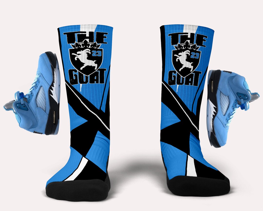 Jordan 5 UNC Goat Socks- Matching Custom Socks - Etsy