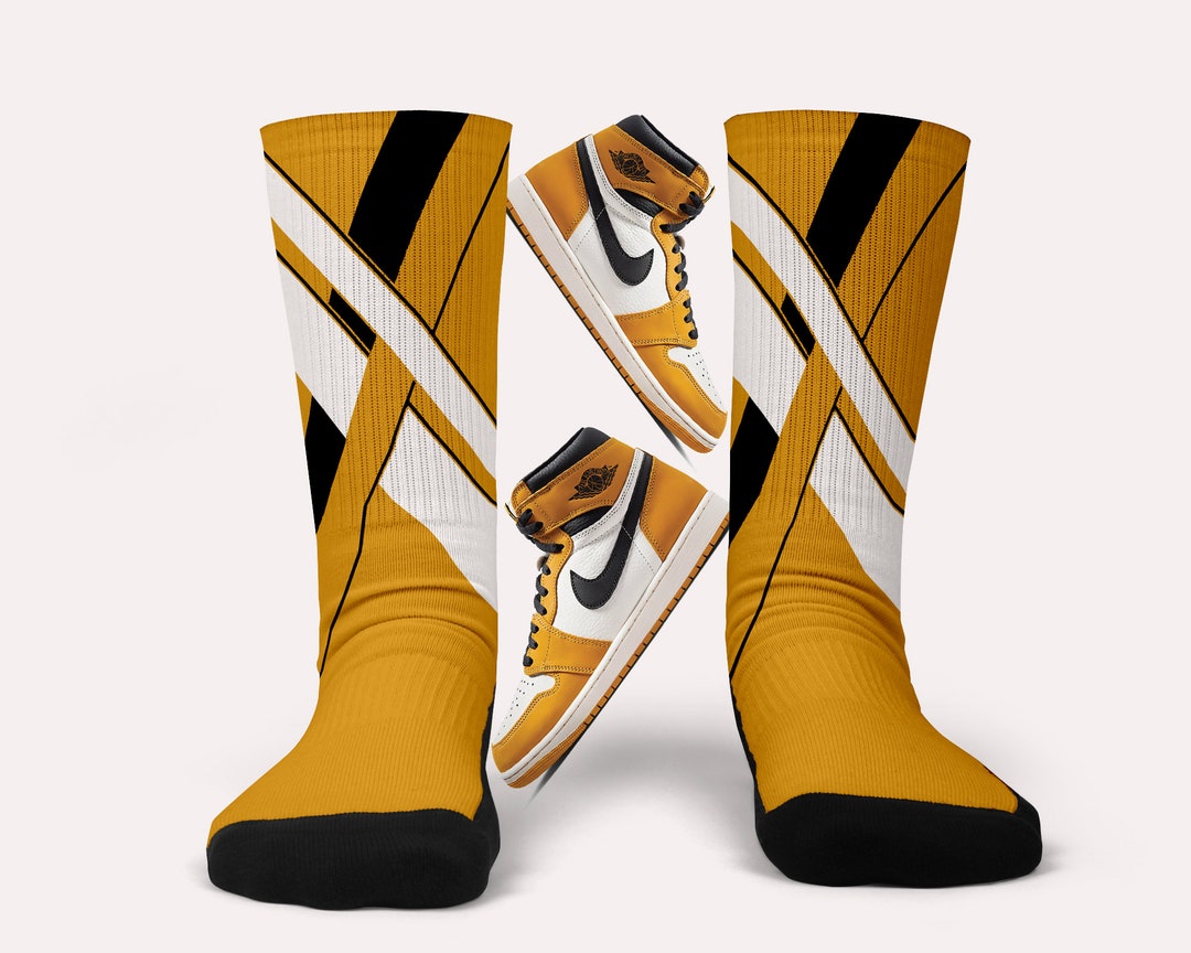 Jordan 1 Yellow Ochre Socks - Matching Custom Socks - Etsy