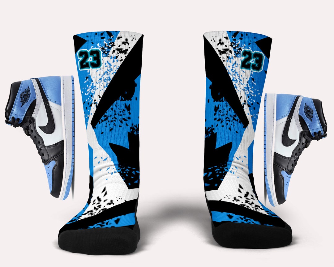 Jordan 1 UNC Toe Socks-matching Custom Socks - Etsy