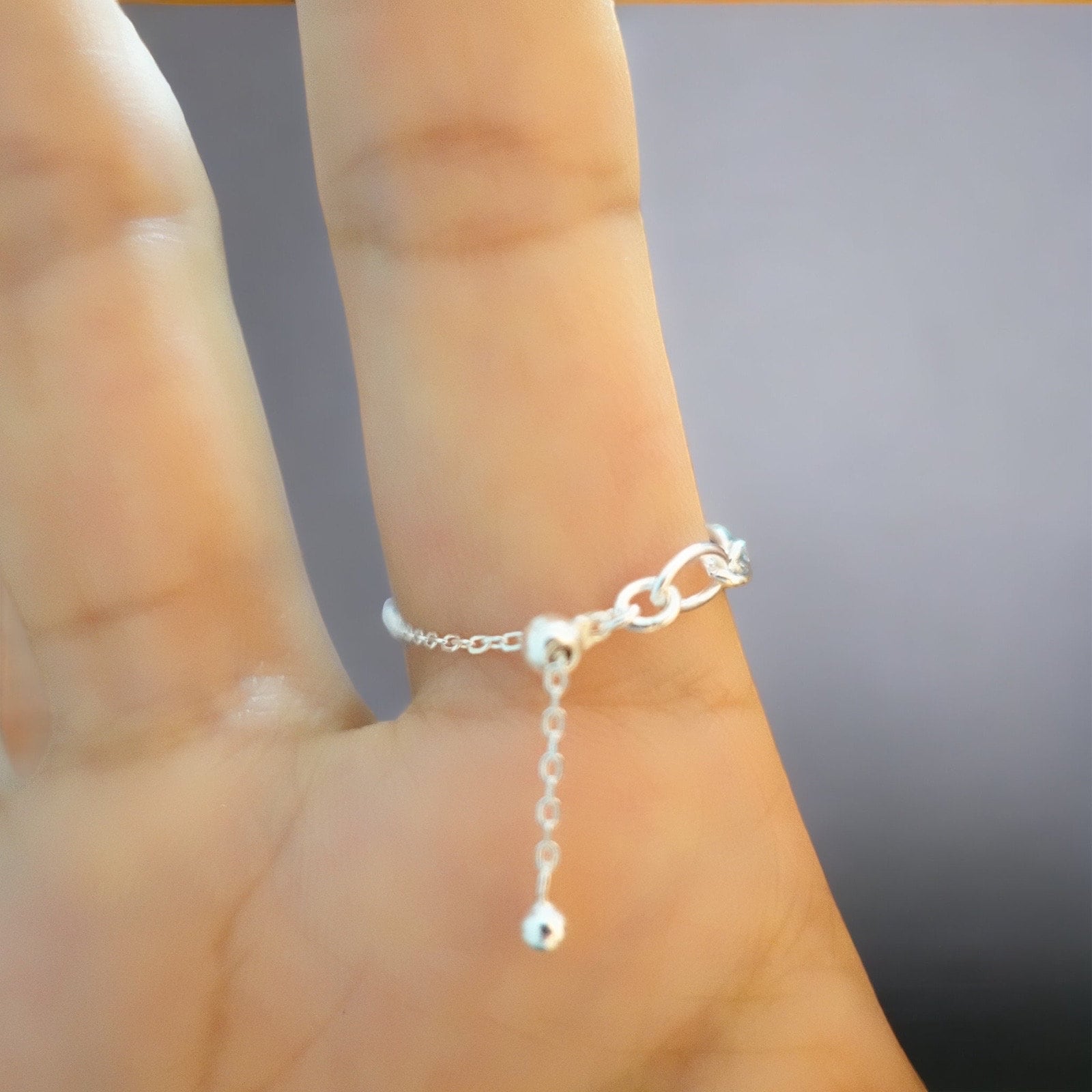925 Sterling Silver Adjustable Chain Ring, Dainty Minimalist Ring, Gift ...
