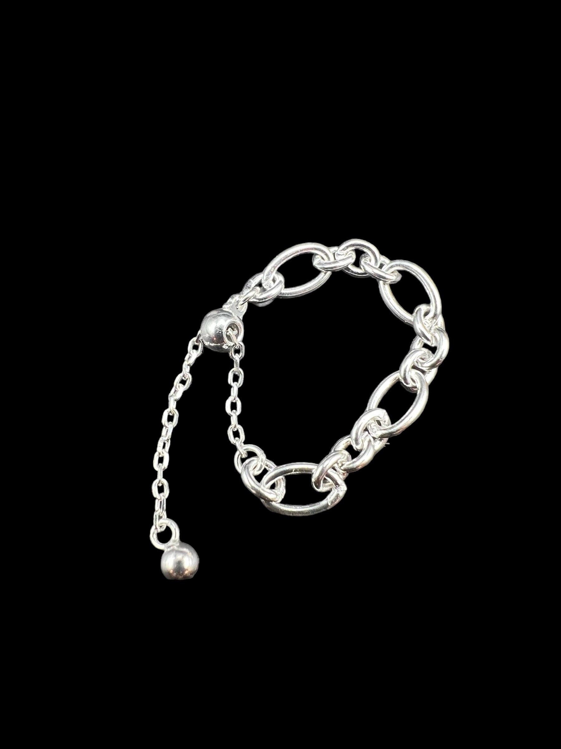925 Sterling Silver Adjustable Chain Ring, Dainty Minimalist Ring, Gift ...