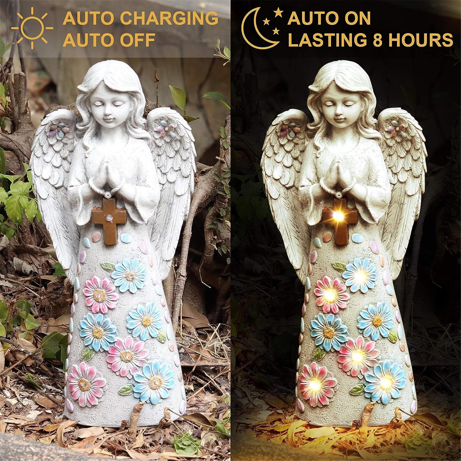 Angel Garden Figurine Outdoor Garden Statue Solar Garden Sculpture