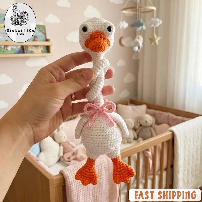 Long Neck Goose Crochet Doll, Handmade Goose Amigurumi Plush, Cute ...